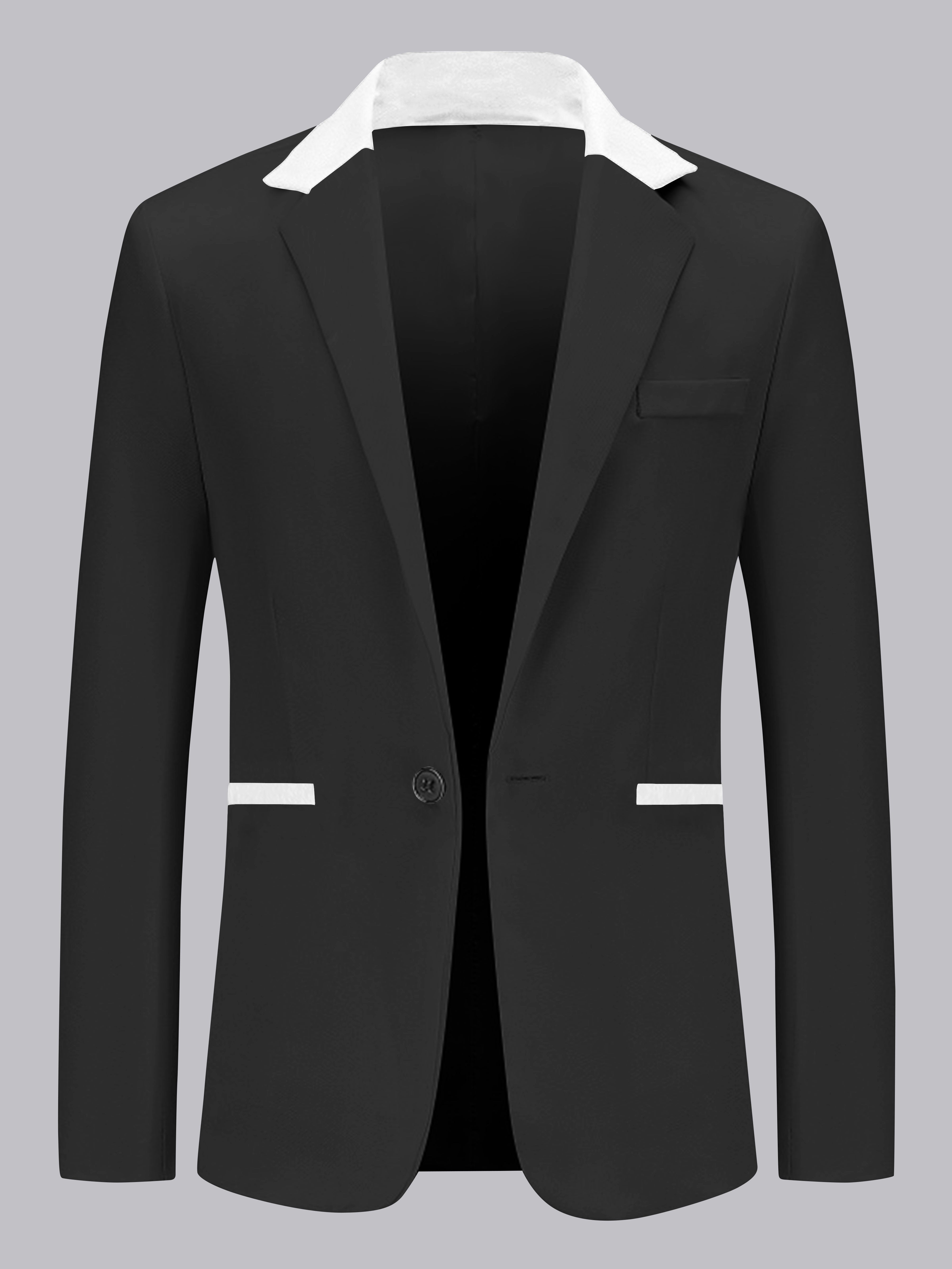 Classic Men's One Button Notch Lapel Suit Jacket For Casual
