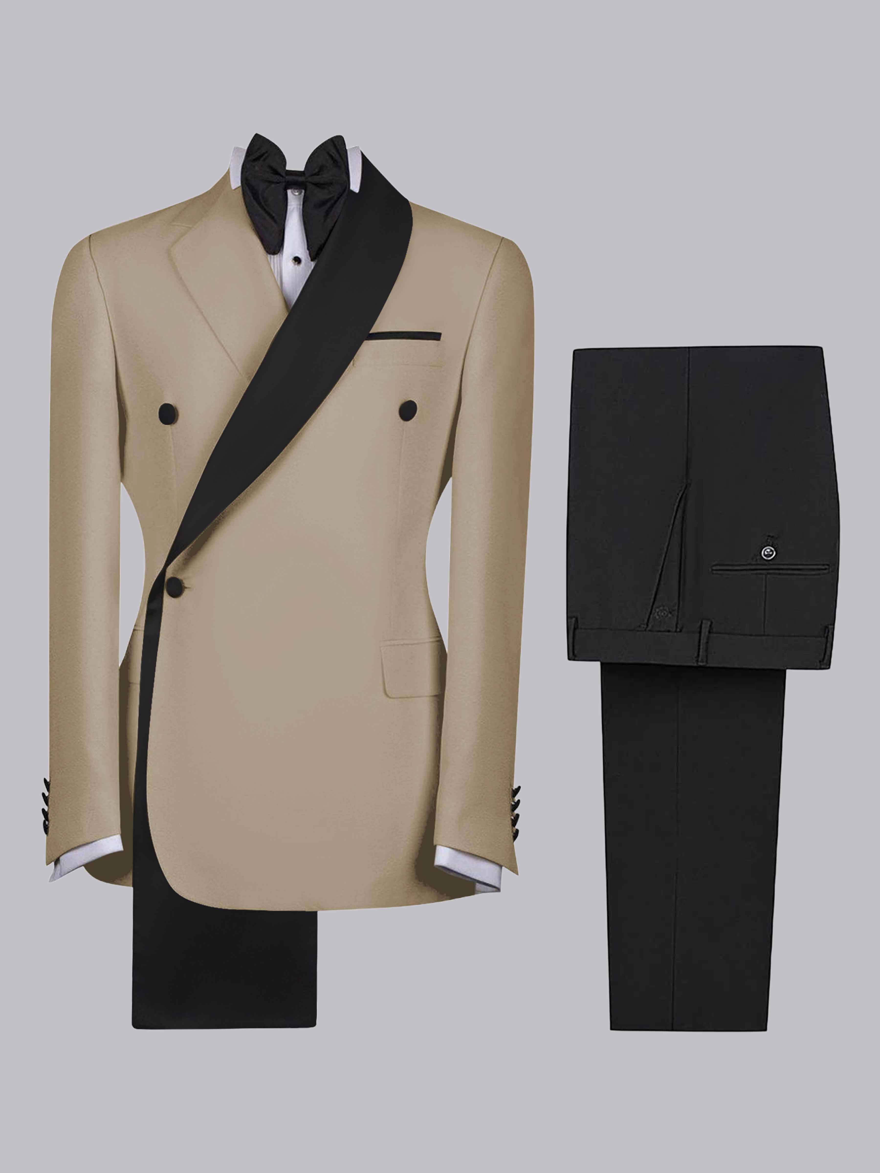 Elegant Four Button Men's 2 Pieces Shawl Lapel Suit for Formal Recepti