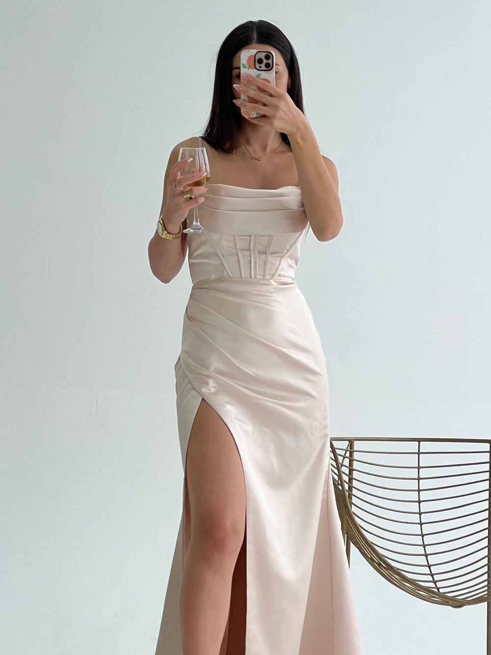 Madison Gorgeous Cowl Fishbone Satin Dresses