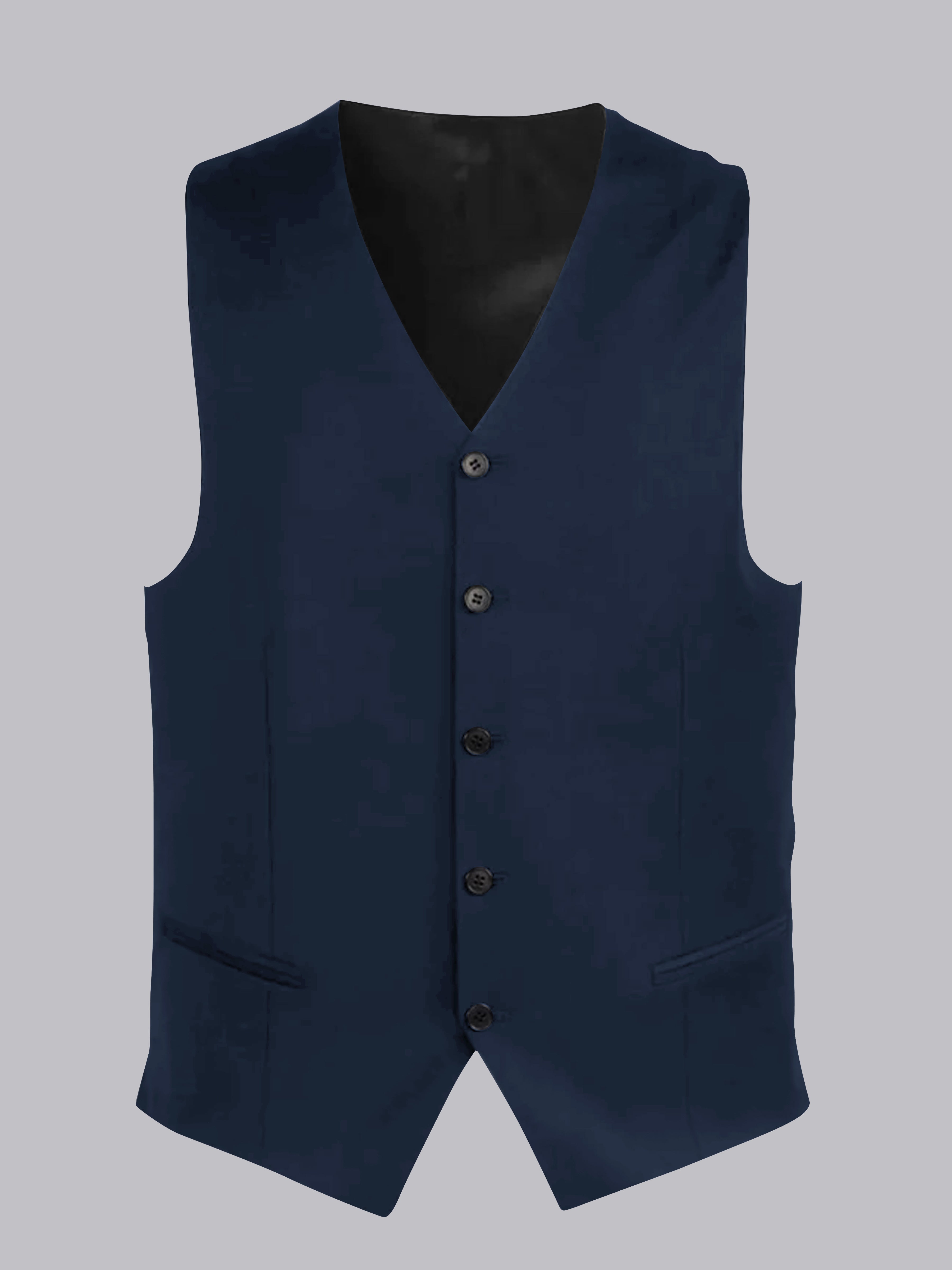 Men's V-Neck Solid Single Five-buttons Vest