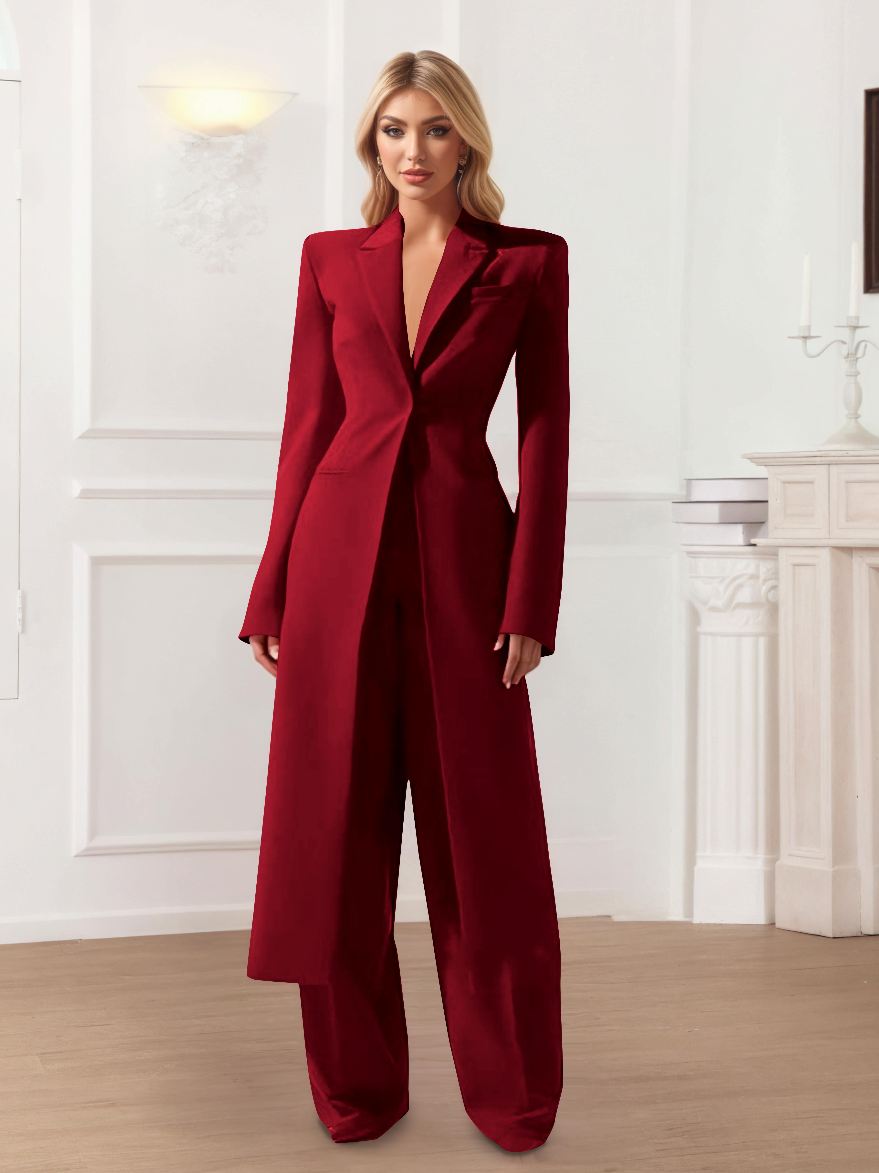 Structured Women's 2 Pieces Notch Lapel One Button Casual Semi Formal