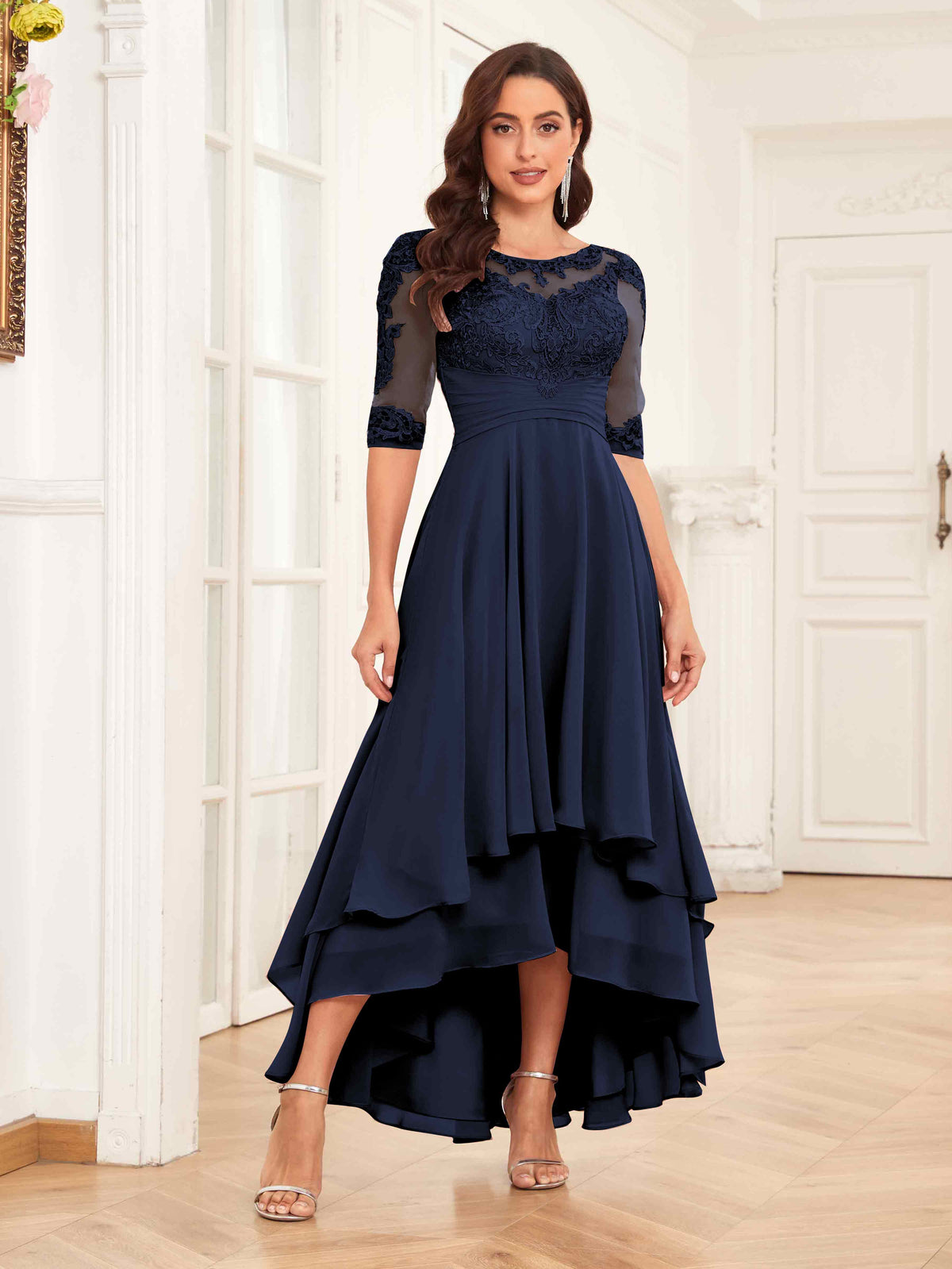 Leia Modest Sweetheart Pleated Chiffon Maid of Honor Bridesmaid Dresse