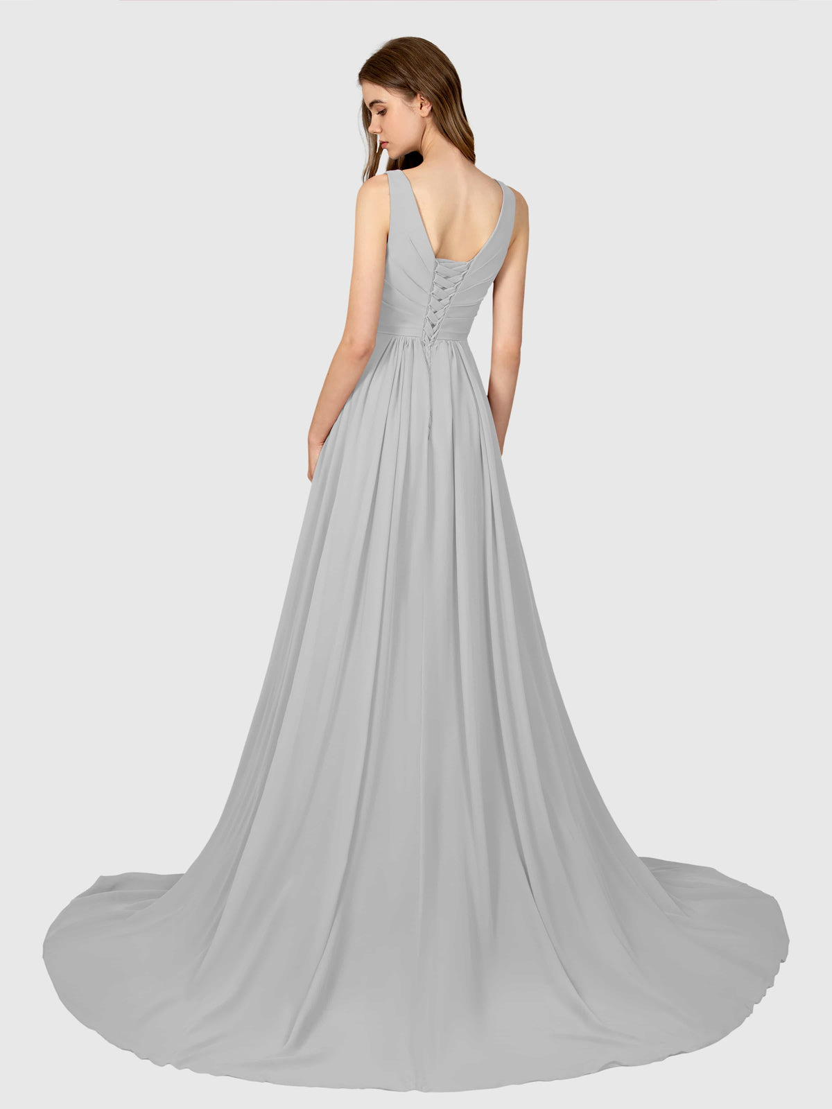 Gianna Elegant V-Neck Sleeveless Sweep Train Bridesmaid Dresses