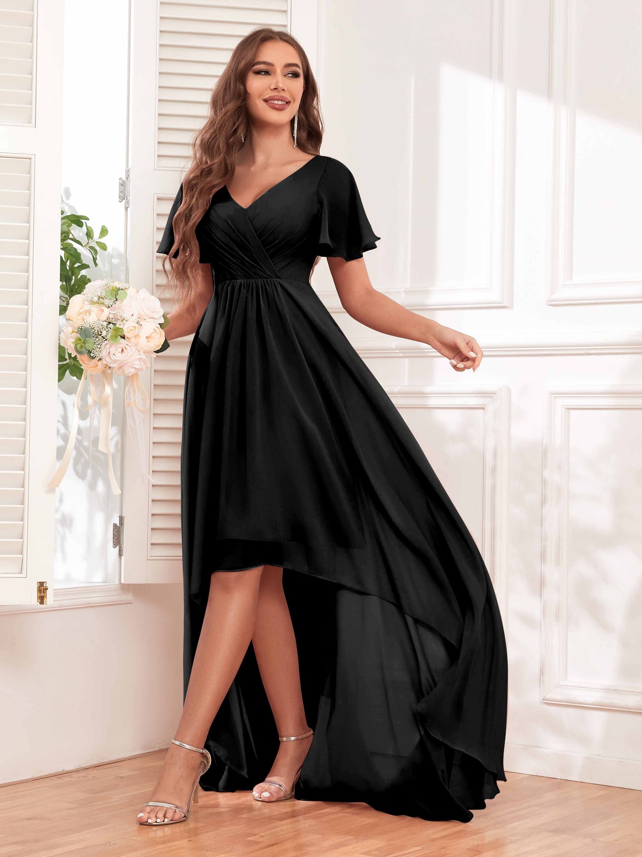 Hayden Modest A-Line High Low Chiffon Bridesmaid Dresses