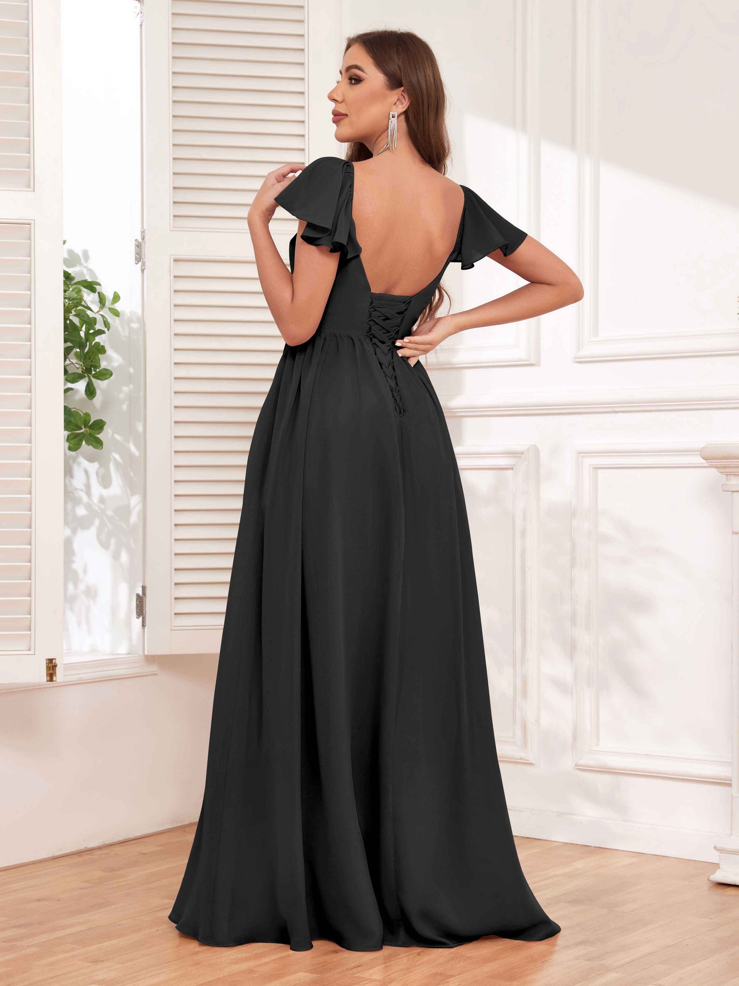 Leia Modest Sweetheart Pleated Chiffon Maid of Honor Bridesmaid Dresse