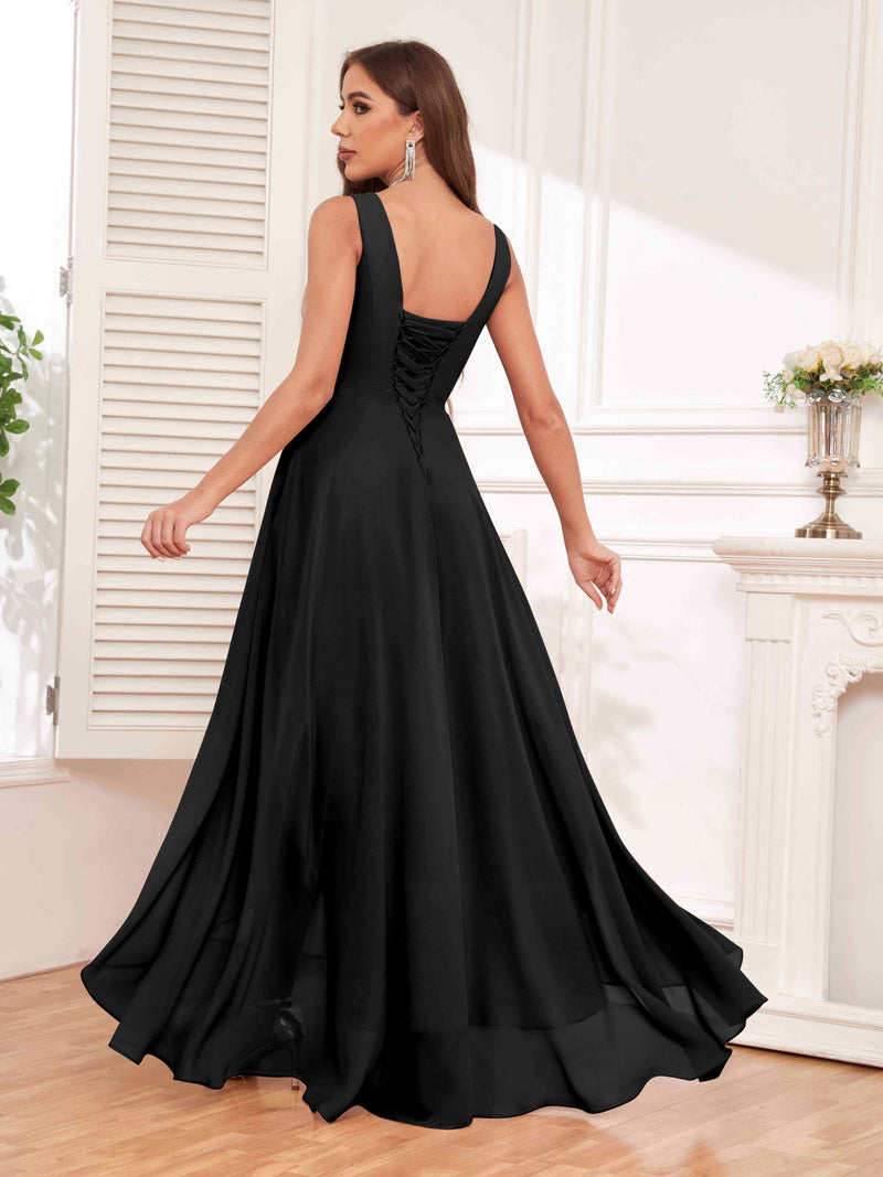 Milani Simple Sleeveless High Low Chiffon Bridesmaid Dresses