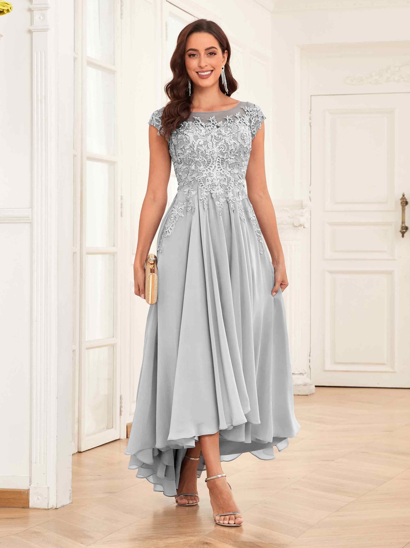 Miriam Delicate Appliques With Pockets Maxi Chiffon Mother Of The Brid