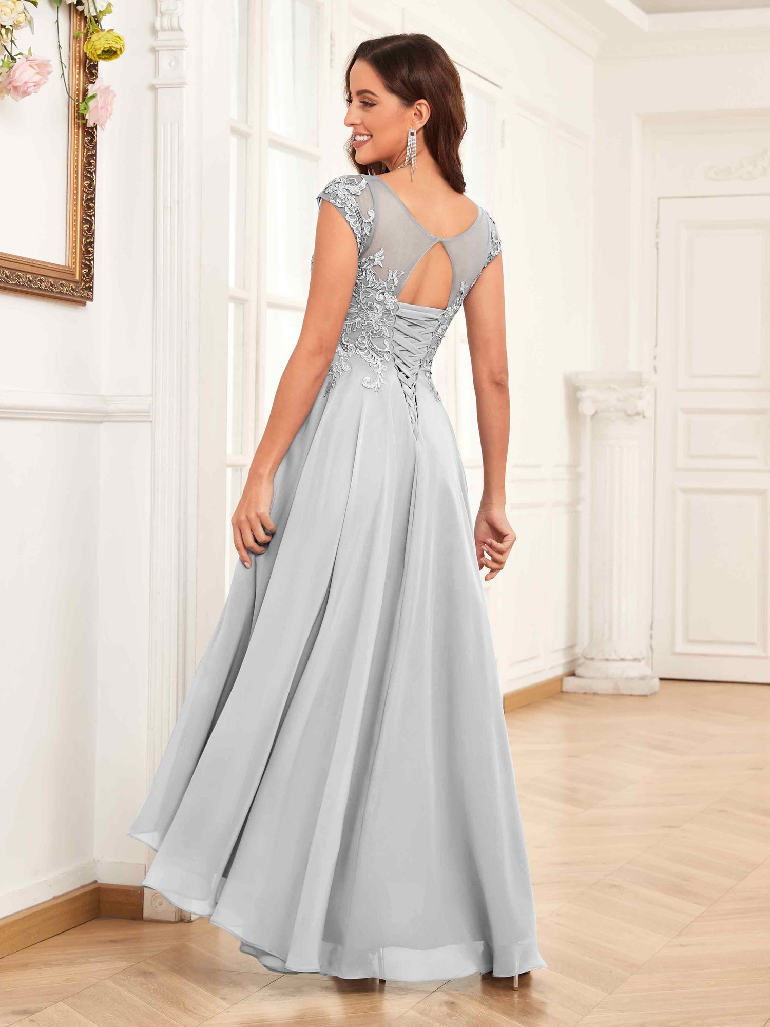Miriam Delicate Appliques With Pockets Maxi Chiffon Mother Of The Brid