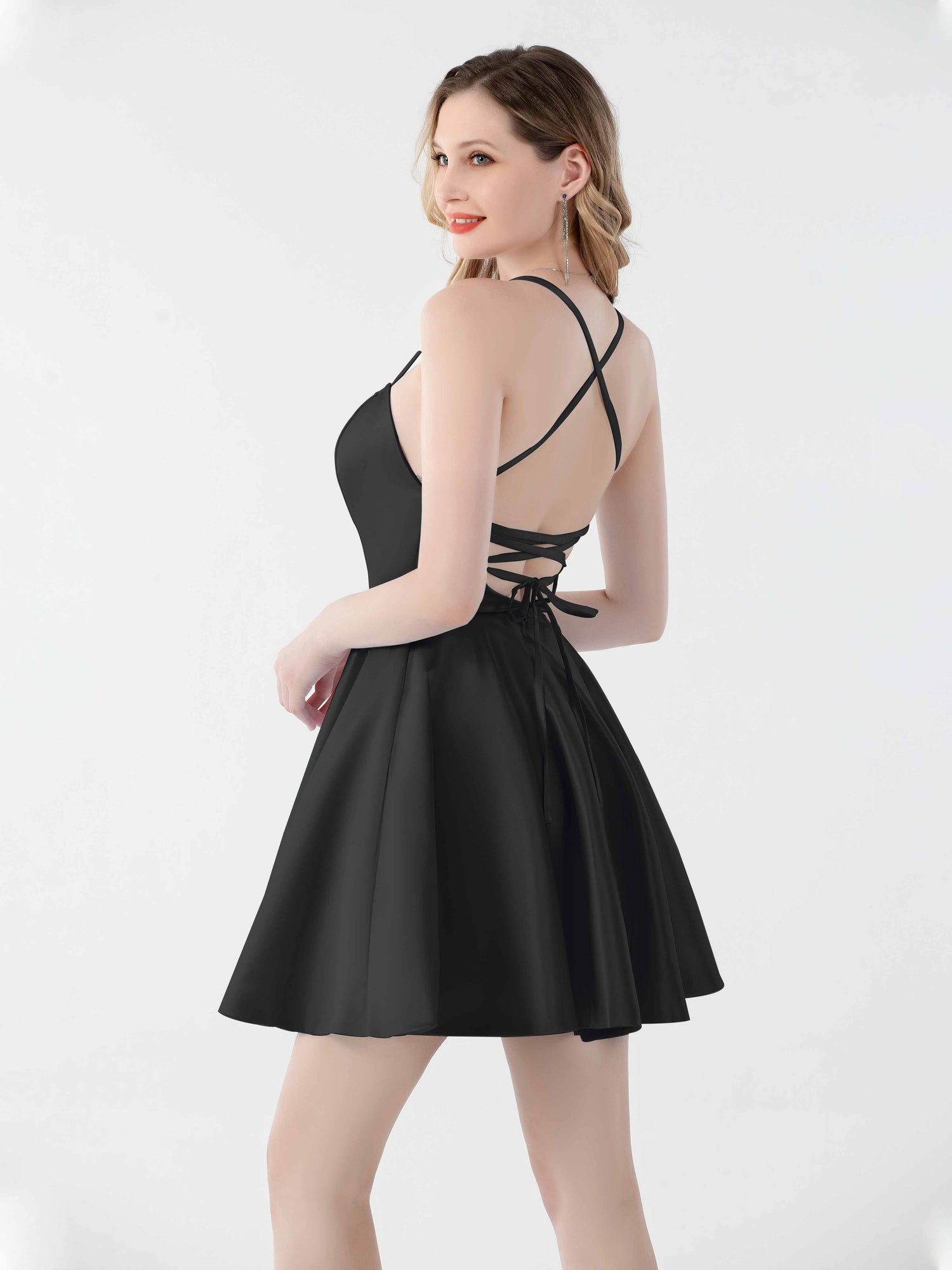 Ryleigh Simple Spaghetti Straps Mini Satin Homecoming Dresses