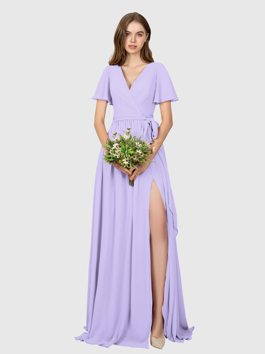 Scarlett Trendy V-Neck Slit Floor Length Bridesmaid Dresses